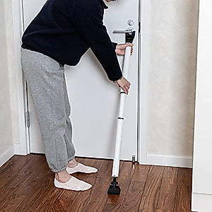 HonesaLoc 2-in-1 Door Security Bar & Sliding Patio Door Stopper Security Jammer Bar Child Proof Adjustable Constructed of High Grade Iron Window Doors Security Bars, White