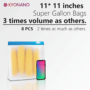 KYONANO Reusable Sandwich & Snacks Bags 10 Pack, Reusable Ziplock Storage Bags Freezer Safe, Extra Thick PEVA Material BPA/Plastic Free Bags for Lunch, Snacks, Toiletries, Make-up