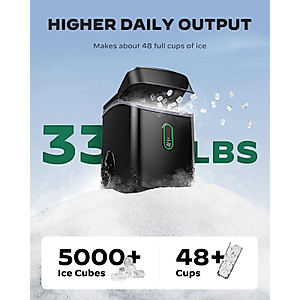 Silonn Nugget Ice Maker Countertop, Pebble Ice Maker with Soft Chewable Ice, One-Click Operation Ice Machine with Self-Cleaning, 34lbs/24H for Home,Kitchen,Office