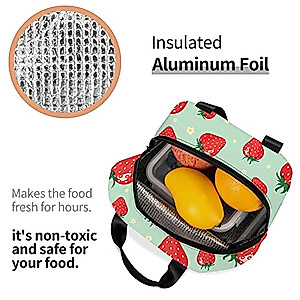 Strawberry Fashion Lunch Box Travel Bag Picnic Bags Insulated Durable Shopping Bag Back To School Reusable Waterproof Bags For Man Woman Girls Boys