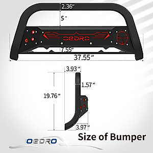 oEdRo Paintable Bull Bar Fits 2016-2023 Toyota Tacoma, Truck Brush Guard, Front Bumper Push Bar w/Grille Skid Plate Light Mount