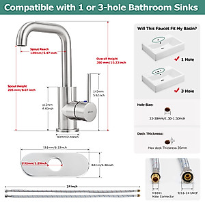 PARLOS Single Handle Wet Bar Faucet Swivel One Hole Kitchen Prep Sink Faucet with 6 inch Deck Plate, Brushed Nickel, 1440302PD