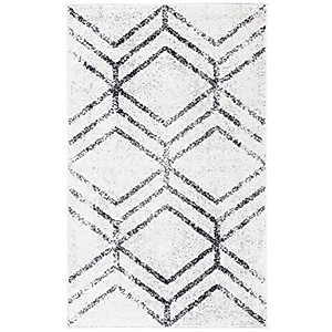SAFAVIEH Adirondack Collection Accent Rug - 2'6" x 4', Ivory & Grey, Modern Geometric Distressed Design, Non-Shedding & Easy Care, Ideal for High Traffic Areas in Foyer, Living Room, Bedroom (ADR253A)
