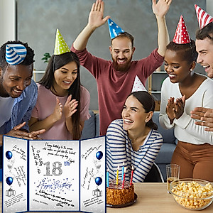 Crenics 18th Birthday Decorations for Boy or Girls, Creative 18th Birthday Guest Book Alternative, Blue and Silver 18 Birthday Signature Book 18 x 12 inch, Great 18 Birthday Gifts