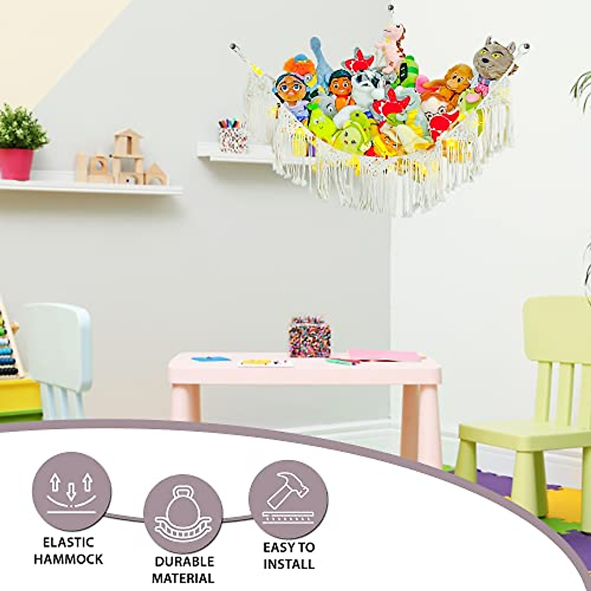 Pepeli Home Products Stuffed Animal Net or Hammock, Stuffed Animal Net, Net for Stuffed Animals Corner, Stuffed Animal Holder