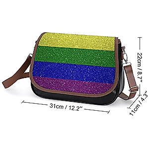 Rainbow Flag Gay Pride Women's Shoulder Bag PU Leather Crossbody Bags Purses With Shoulder Strap For Casual Travel