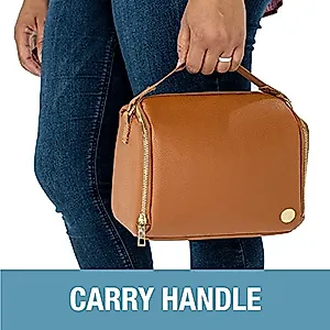 CleverMade Breastmilk Cooler Bag - Insulated Baby Bottle Tote for Breast Milk, Formula, Food, and Snacks with Top Handle for Easy Toting - Perfect Travel Carrier for Nursing Mothers - Brown