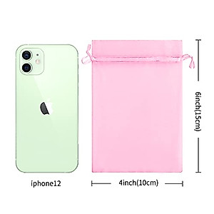YHJZ 100PCS Organza Bags, 4x6 inches (10x15cm) Sheer Drawstring Gift Bags, Organza Jewelry Pouches, Jewelry Gift Bags, Packaging Bags for Party, Jewelry, Festival, Bathroom Soaps, Makeup Organza Favor Bags (Pink)