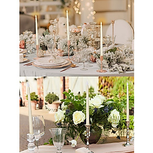 Funtery 48 Pcs Flameless LED Taper Candles Fake Candles Battery Operated Candles Bulk 11 Inch Flickering Taper Candles LED Tall Candles for Christmas Valentine's Day Church Wedding(Ivory)