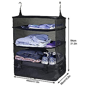 FAMKIT Luggage Organizer Portable Hanging Travel Shelves Storage Bag for Travel Luggage Space Saving