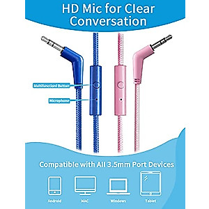 ADOOPE [2PACK Kids Headphones with Microphones 91dB Volume Limit Designed for Kids Boys and Girls, Wired Kids Headset with Share Splitter, HD Sounds on-Ear Headphones for Tablets, iPad, Fire Tablet