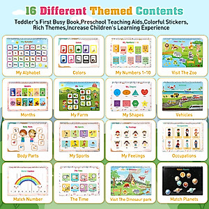 Arthopt Busy Book, 32 Pages Montessori Busy Book for Toddlers, Autism Learning Materials Educational Toys, Preschool Learning Activities Books for Toddlers 1-3