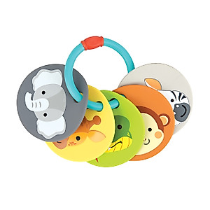 Nuby Silicone Double Sided Animal Flash Cards & Interactive Teether - 3+ Months Multicolor