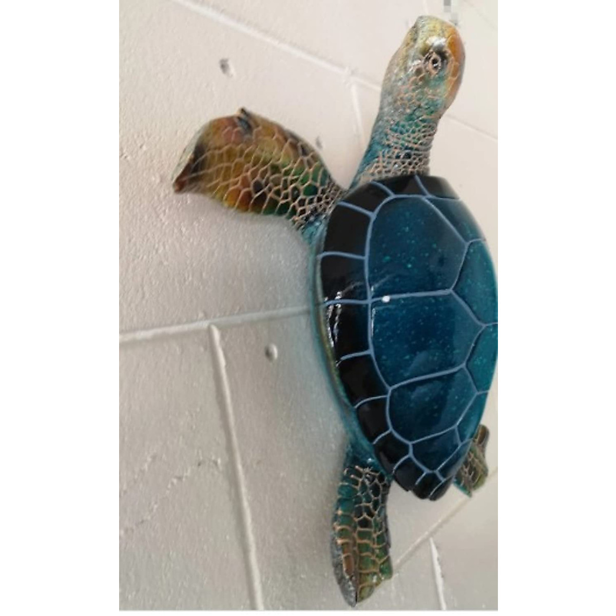 Corner Merchant Sea Turtle Statue Garden Decor, Tabletop Wall Hanging Sea Turtle Sculpture Measures 16 in x 15 in