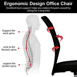 Home Office Ergonomic Mesh Chair - Armless, Adjustable Mid Back, Small Modern Swivel Rolling Desk for Women - Black With Wheels for Home, Office