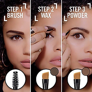 Rimmel London Brow This Way Eyebrow Sculpting Kit, Powder & Wax Duo for Ideally Groomed Brows, Dark Brown, 2.4 g