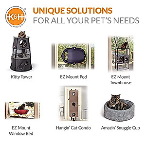 K&H PET PRODUCTS Hangin’ Cat Tree - Door Mounted Cat Climber Cat Wall Perch Furniture Cat Hammock Bed Cat Perch for Indoor Cats, Hanging Cat Bed, Elevated Cat Bed - 4 Story Gray 12 X 22 X 65 Inches