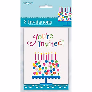 Unique Confetti Cake Birthday Party Invitations, 5.5" x 4", Multicolor