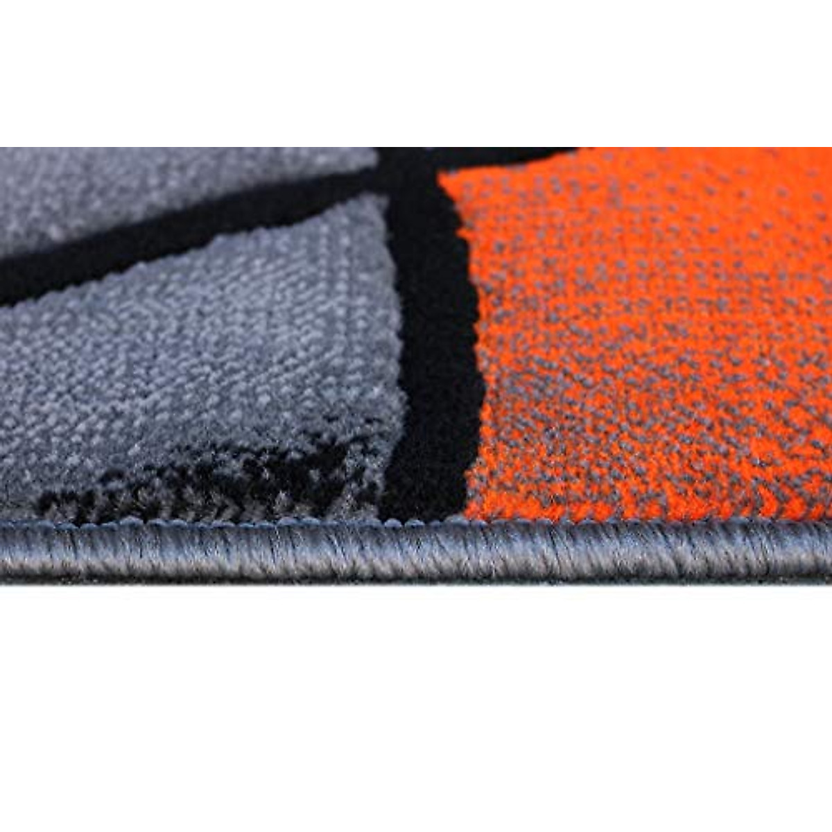 Masada Rugs, Modern Contemporary Area Rug, Orange Grey Black (5 Feet X 7 Feet)