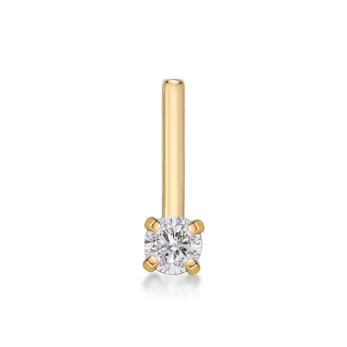 Lavari Jewelers 20 Gauge 0.02 Carat Lab Grown Diamond L-Shaped Nose Ring in 14k Yellow Gold (D-E, I2-I3, cttw) 1.7 mm