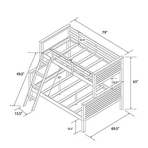 DHP Dorel Living Lauv Twin Over Full Bunk, White Bed