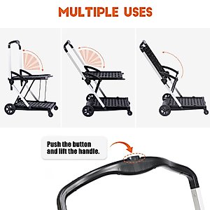 Shopping Supermarket Cart - Mobile Folding Grocery Cart with 360 Rolling Swivel Wheels, Multi-Use Functional Collapsible Carts with 1 Storage Crate