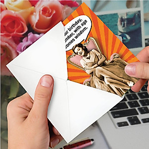 NobleWorks - Funny Birthday Greeting Card with 5 x 7 Inch Envelope (1 Card) Bday Woman Age Wisdom C8150BDG