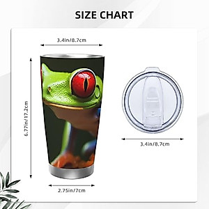 Red Eyes Tree Frogs Tumbler with Lid and Straw 20oz Stainless Steel Car Cup for Hot and Cold Drinks, Double Wall Insulated Travel Coffee Mug Reusable Drink Thermos Cup Birthday Gifts