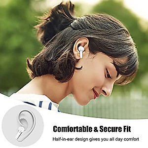 OGNILLE Wireless Earbuds Bluetooth 5.2 LED Power Display Headphones Touch Control Light-Weight ENC with USB Charging Case, Built-in Mic, 30hr Battery Earphones, Waterproof for Sport, White