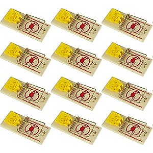 Southern Homewares Wooden Snap Mouse Trap Spring Action with Expanded Cheese Shaped Trigger 12 Pack