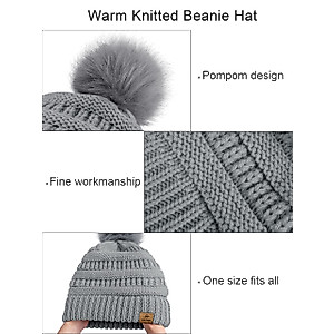 URATOT Beanie Hat Scarf Gloves 4 in 1 Winter Set Knitted Scarf Hat Touch Screen Gloves and Winter Ear Warmer for Unisex