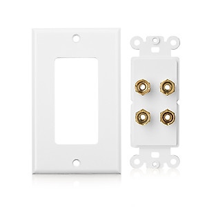 Cable Matters 2-Pack Speaker Wire Wall Plate (Speaker Wall Plate, Banana Plug Wall Plate) for 2 Speakers in White