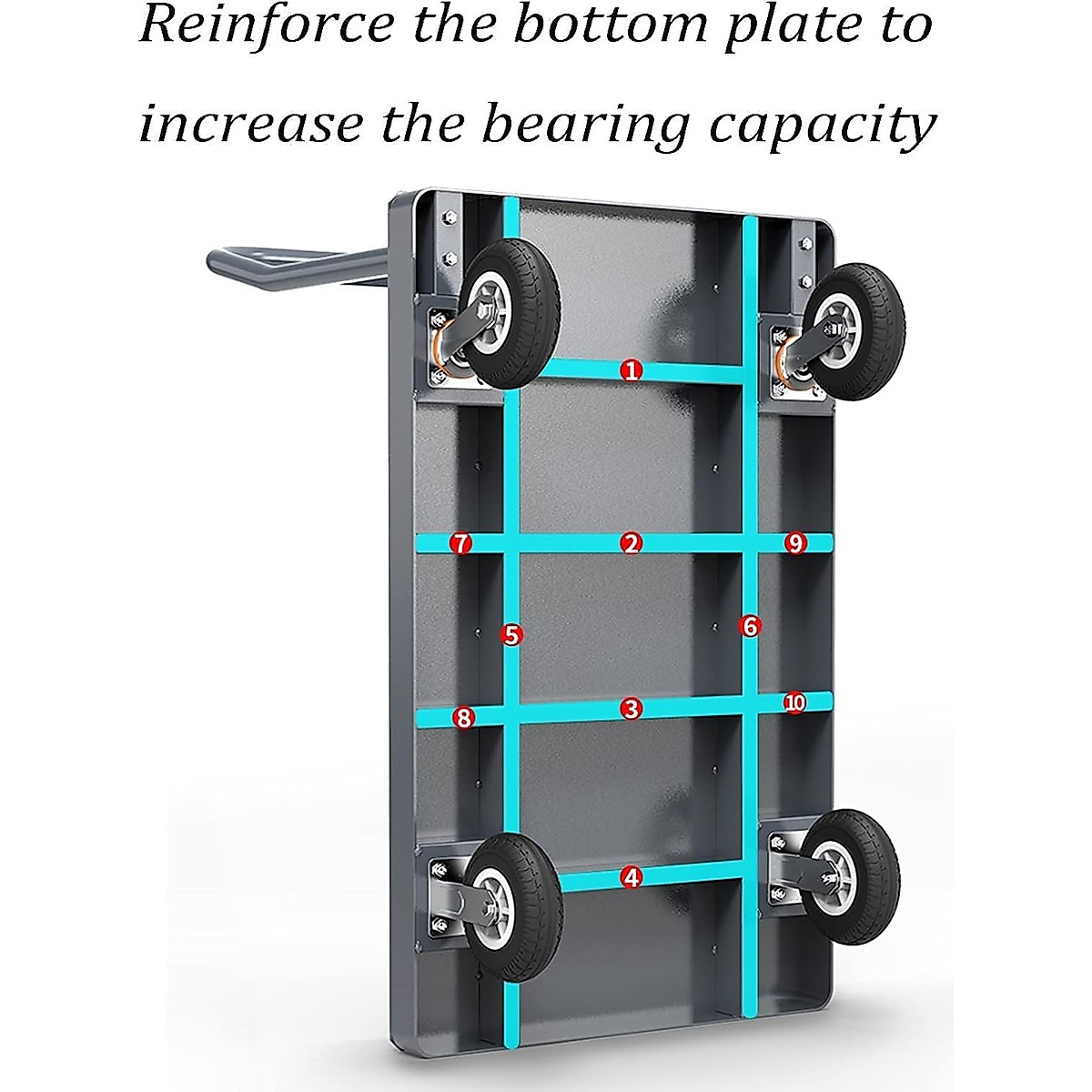 Platform Truck Platform Truck Steel Flat Handtruck with Wheels Folding Push Cart Load 500kg Moving Dolly Cart 105 * 63 * 92cm Flatbed Cart Reliable