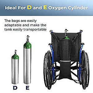 Issyzone Oxygen Tank Holder for Wheelchair, Oxygen Cylinder Bag, with Nice Mesh Storage Pocket Fits D and E Oxygen Tanks