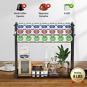 K Cup Coffee Pod Holder - K Cup Holders for Counter, K Cup Holder, Coffee Pod Organizer for Coffee Bar Accessories, Easy Assembly, KCup Coffee Station Organizer for Countertop, Home or Office (Black)