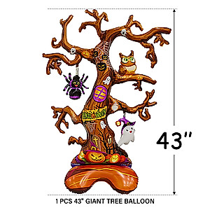 Party Spot! 157 Pcs Halloween Party Decorations Kit, 43" Giant Tree Balloon, 4 Balloon Boxes, Happy Halloween Banner, 60 pcs Balloons, Artificial Leaves, Halloween Party Supplies, Halloween Favors Set