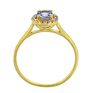 YoTreasure 18kt Gold Over Silver Tanzanite and White Topaz Women's Engagement Ring