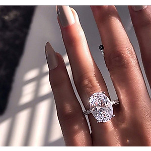 Duan Classic Promise Ring 925 Sterling Silver Oval Cut 3ct AAAAA Zircon Cubic Zirconia Promise Engagement Wedding Band Rings Size 6-10 (US Code 7)