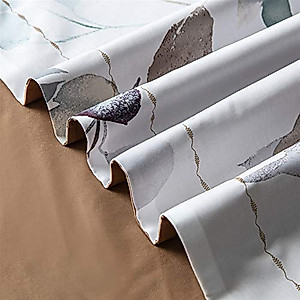 MILDLY Duvet Cover King Size 100% Egyptian Cotton Gradient Teal Blue Leaves Plant Pattern Printed Comforter Cover Set Ultra Soft & Breathable Unique Design Farmhouse Bedding Set 3pcs (No Comforter)