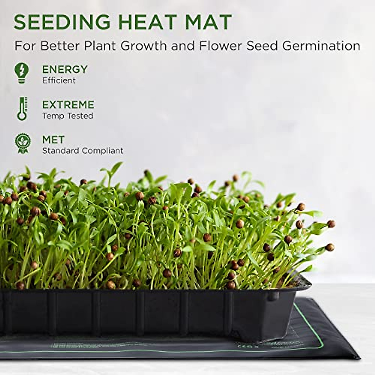 MET Certified 2 Pack Seedling Heat Mat, Seedfactor Adjustable Temperature Waterproof Durable Germination Station Heat Mat, Warm Hydroponic Heating Pad for Indoor Home Gardening Seed Starter