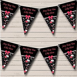Black Pink Shabby Chic Vintage Personalized Hen Do Night Party Bunting Banner