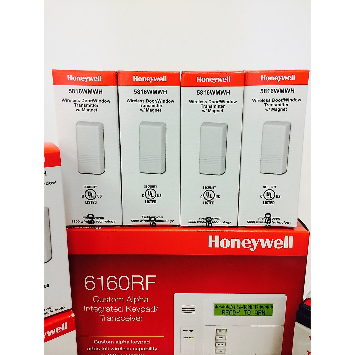 Honeywell Vista 20P, 6160RF, (10) 5816WMWH, Battery, Siren, Jack and Cord Kit Package
