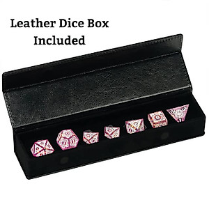 Dark Magic Orb Sharp DND Dice Set with Leather Dice Box | for Dungeons and Dragons, D&D, Sharp Edge, D20 Polyhedral Resin Dice, Dungeons and Dragons Gifts, Accessories