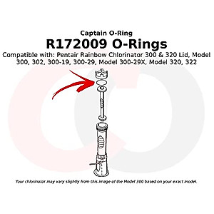 Captain O-Ring – Replacement R172009 O-Rings for Pentair Rainbow Chlorinator 300 & 320 Lid, Chlorine Resistant (2 Pack)