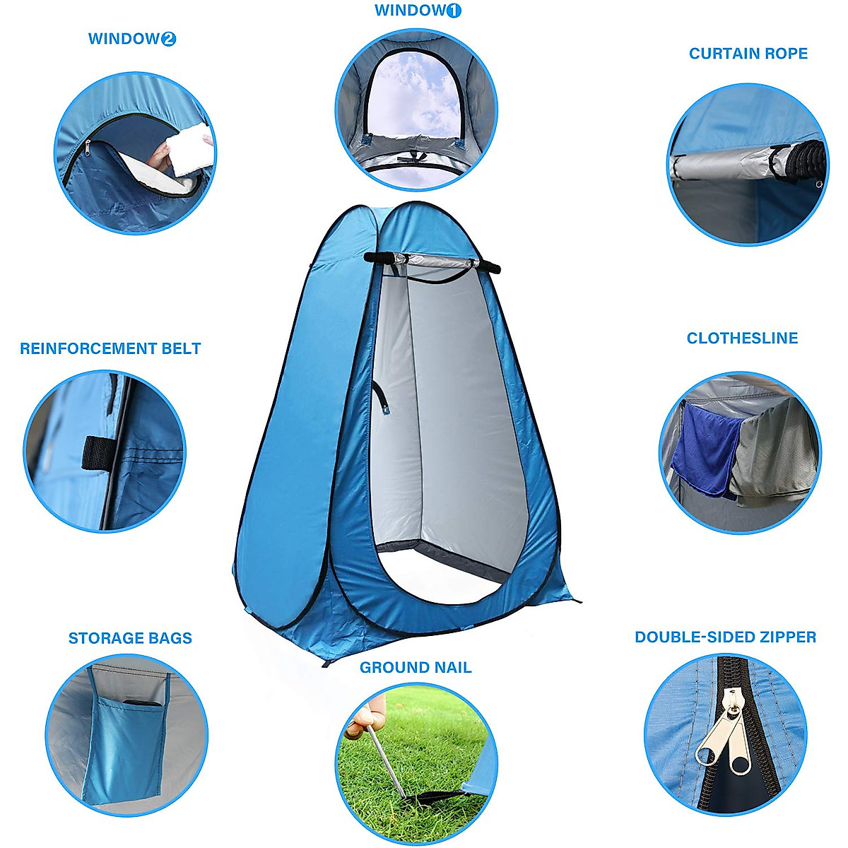 anngrowy Pop Up Shower Tent Portable Outdoor Camping Bathroom Toilet Tent Changing Dressing Room Privacy Shelters Room for Hiking and Beach Sun Shelter Picnic Fishing– UPF40+ Waterproof