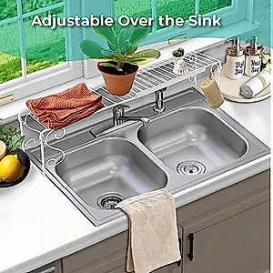 Trenton Gifts Kitchen Storage Sink Shelf Organizer, Expandable Wire Rack, White