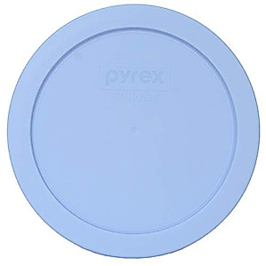Pyrex (1) 7402-PC Loring Pink, (1) 7201-PC Blue Cornflower, (1) 7200-PC Muddy Aqua & (1) 7202-PC Blush Round Plastic Food Storage Replacement Lids, Made in USA