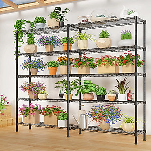 WZONICE98 5 Tier Storage Shelves Standing Shelf Units NSF Wire Garage Organizer Heavy Duty Garage Shelving Unit L Shaped Clothes Rack for Corner Laundry Bathroom Kitchen Pantry Closet