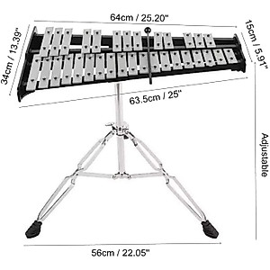 Habisder 32 Note Glockenspiel Xylophone Percussion Kit with Height Adjustable Stand, Drumsticks and Carry Bag