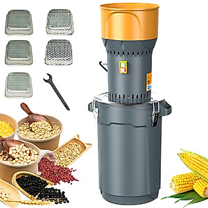 Eachbid 25L Grain Mill Grinder, 1300W Electric Grain Grinder Mill, Detachable 6.6 Gal Bucket & Hopper, with 5 Grinder Sieves+1Wrench, Feed Mill Dry Cereals, Corn Grinder, Wheat Grinder, Molino de Maiz